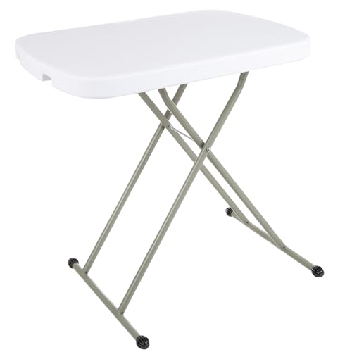 Everyday Home Folding Table - Lightweight Portable Folding Desk - Small Plastic Table for TV Tray, Playing Cards, and Craft Room (White)