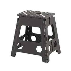 superio superio folding step stool 15 inch with anti slip dots (grey)