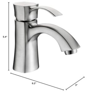 ANZZI Alto Single Hole Single Handle Bathroom Sink Faucet cUPC Brushed Nickel Deck Mounted Bathroom Faucet Lavatory Faucet One Hole Installation (L-AZ012BN)