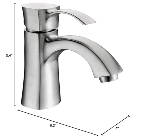 ANZZI Alto Single Hole Single Handle Bathroom Sink Faucet cUPC Brushed Nickel Deck Mounted Bathroom Faucet Lavatory Faucet One Hole Installation (L-AZ012BN)