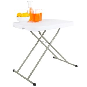 everyday home folding table - lightweight portable folding desk - small plastic table for tv tray, playing cards, and craft room (white)