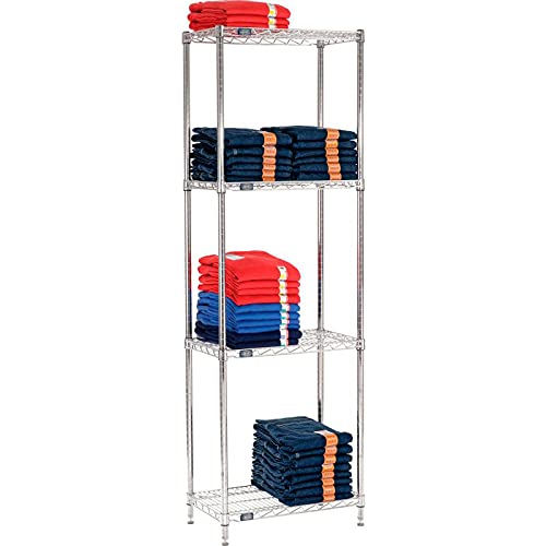 Nexel 14" x 30" x 74", 4 Tier Adjustable Wire Shelving Unit, NSF Listed Commercial Storage Rack, Chrome Finish, leveling feet