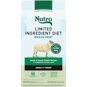 nutro limited ingredient diet adult dry dog food lamb & sweet potato dog kibble, 4 lb. bag