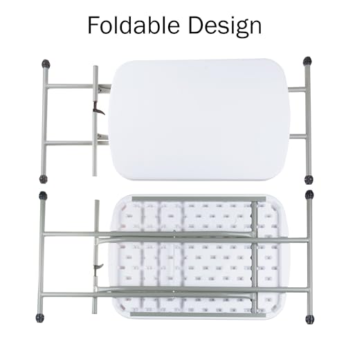 Everyday Home Folding Table - Lightweight Portable Folding Desk - Small Plastic Table for TV Tray, Playing Cards, and Craft Room (White)