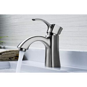 ANZZI Alto Single Hole Single Handle Bathroom Sink Faucet cUPC Brushed Nickel Deck Mounted Bathroom Faucet Lavatory Faucet One Hole Installation (L-AZ012BN)