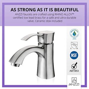 ANZZI Alto Single Hole Single Handle Bathroom Sink Faucet cUPC Brushed Nickel Deck Mounted Bathroom Faucet Lavatory Faucet One Hole Installation (L-AZ012BN)