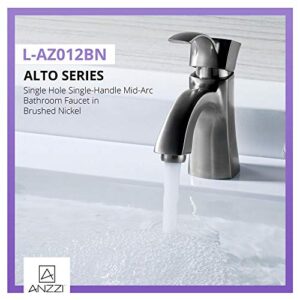 ANZZI Alto Single Hole Single Handle Bathroom Sink Faucet cUPC Brushed Nickel Deck Mounted Bathroom Faucet Lavatory Faucet One Hole Installation (L-AZ012BN)