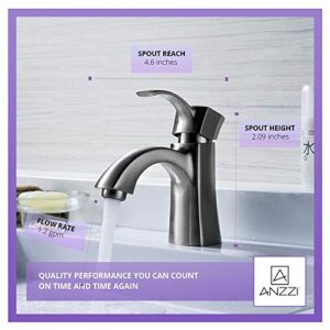 ANZZI Alto Single Hole Single Handle Bathroom Sink Faucet cUPC Brushed Nickel Deck Mounted Bathroom Faucet Lavatory Faucet One Hole Installation (L-AZ012BN)