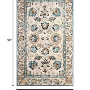 SAFAVIEH Antiquity Collection 3' x 5' Peacock / Blue AT812B Handmade Traditional Oriental Premium Wool Area Rug