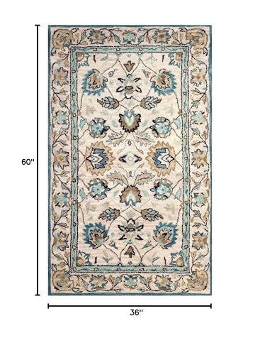 SAFAVIEH Antiquity Collection 3' x 5' Peacock / Blue AT812B Handmade Traditional Oriental Premium Wool Area Rug