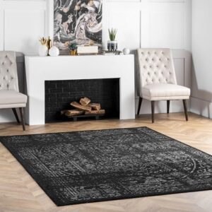 nuloom arlena vintage traditional area rug - 5x8 area rug modern/contemporary black/grey rugs for living room bedroom dining room kitchen