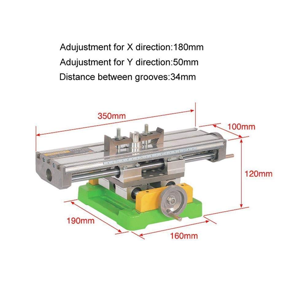 Compound Bench Table Compact Aluminum Bench Top WoodWorking Clarmp Vise Fixture Cross Slide Table 2 Axis Adjustive for Mini Drill Milling Machine (6350)