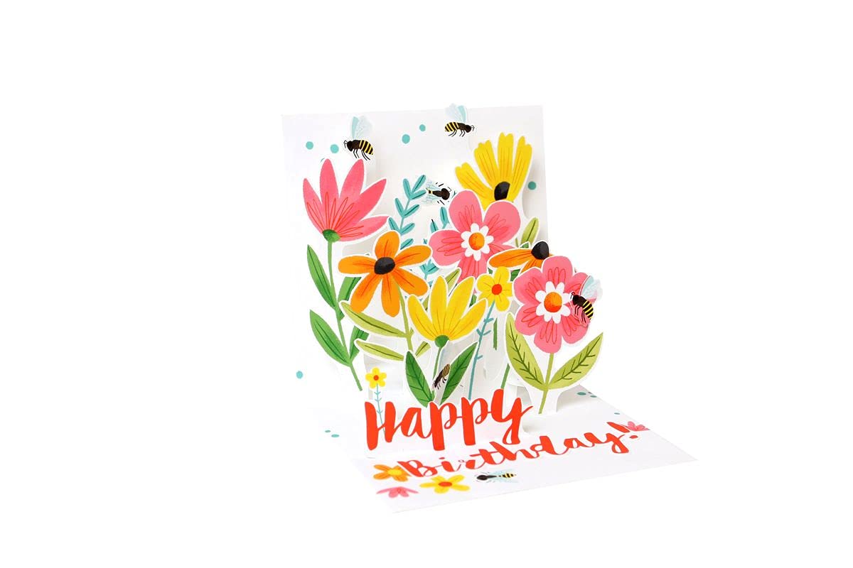 Up with Paper Pop-Up Treasures Greeting Card - Bees and Flower Birthday