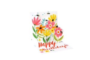 up with paper pop-up treasures greeting card - bees and flower birthday