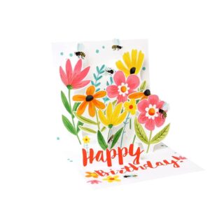 Up with Paper Pop-Up Treasures Greeting Card - Bees and Flower Birthday