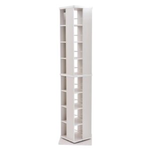 yamazen dsrr-8(jw) rotating bookcase, 8 tiers, width 17.7 x depth 17.7 x height 72.8 inches (45 x 45 x 182.5 cm), wall-mounted, square, compact, large capacity, assembly, white, wood grain