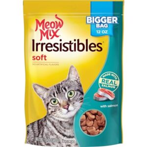 meow mix irresistibles soft cat treats, salmon, 12 ounce (pack of 5)