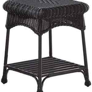 Jeco 3 Piece Rocker Wicker Chair Set, Black