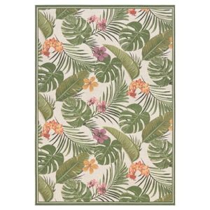 couristan dolce flowering fern ivory-hunter green indoor/outdoor area rug, 5'3" x 7'6"