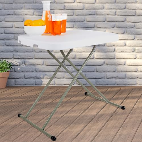 Everyday Home Folding Table - Lightweight Portable Folding Desk - Small Plastic Table for TV Tray, Playing Cards, and Craft Room (White)