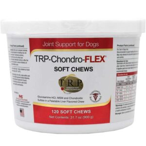 healthypets phs trp-chondro-flex joint support supplement for dogs - glucosamine, msm, chondroitin - hip and joint pain relief and support - made in usa - 120 soft chews