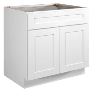 brookings shaker unassembled sink base kitchen cabinet sb30, 33 w x 24 d x 34.5 h, painted white, solid wood, design house, 561480