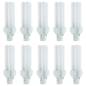 sunlite 40540 pld13/sp35k/10pk double twin tube compact fluorescent lamp, pld 2-pin, 13 watts, 660 lumens, 3500k neutral white, 2-pin (gx23-2) base, 10 pack