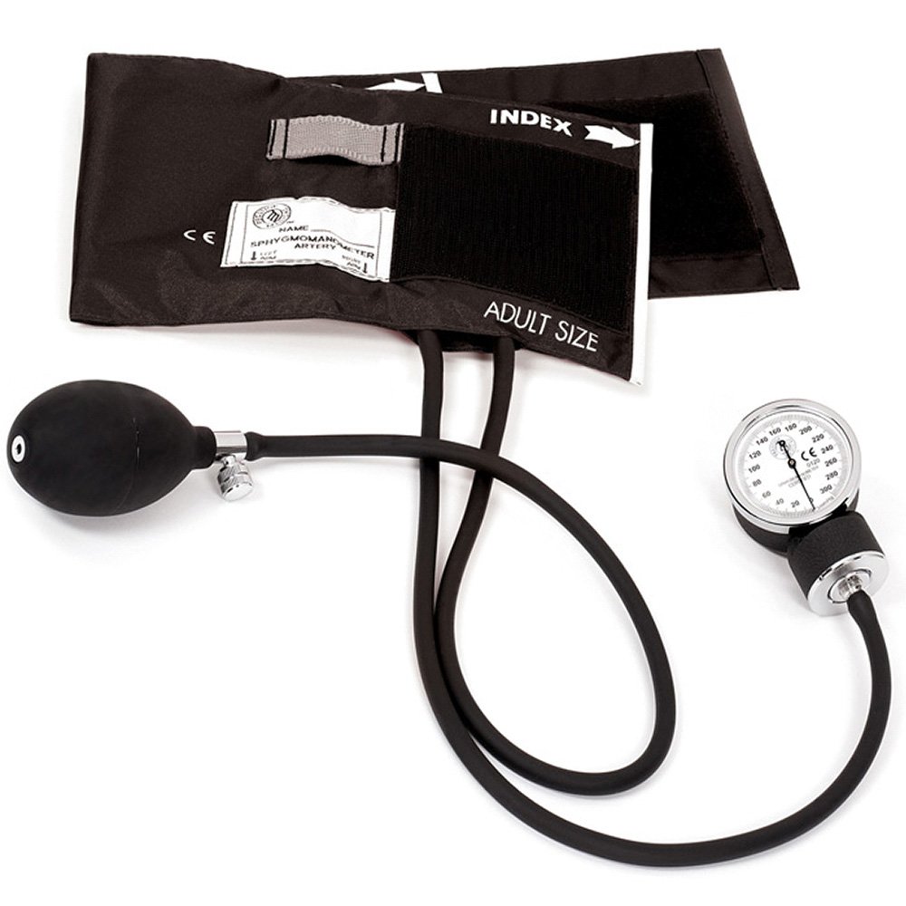 Prestige Medical S82-OB-BLK Premium Large Adult Aneroid Sphygmomanometer, Black