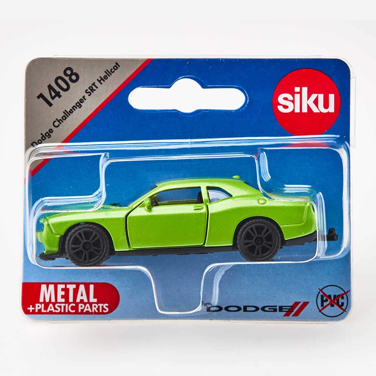 Siku 1408, Dodge Challenger SRT Hellcat, Metal/Plastic, Green, Opening Doors, Toy car for Children