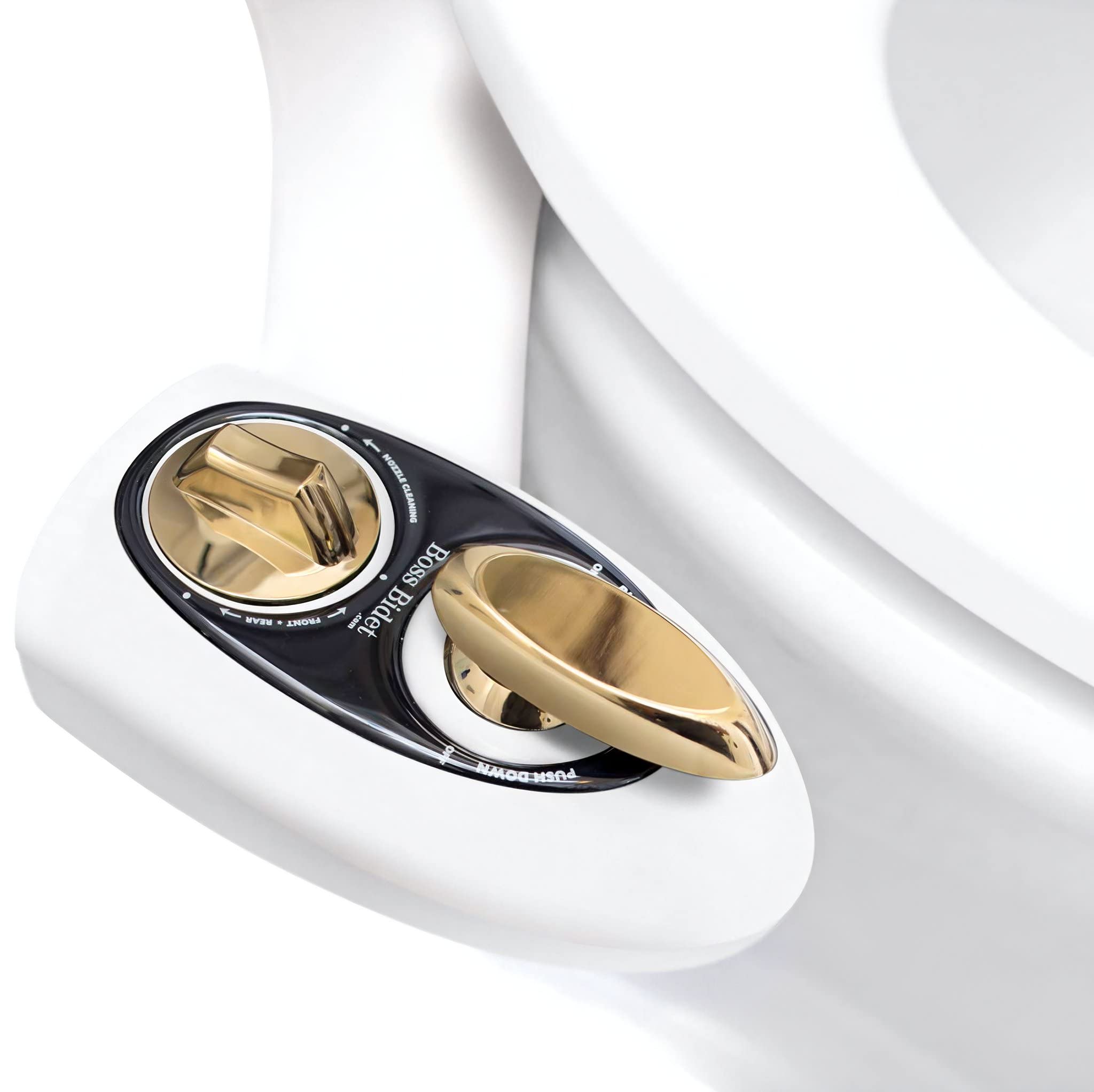 Boss Bidet Bold White Gold – Non electric bidet attachment for your toilet seat – Water Sprayer, Save your Money on toilet paper and Reduce Waste