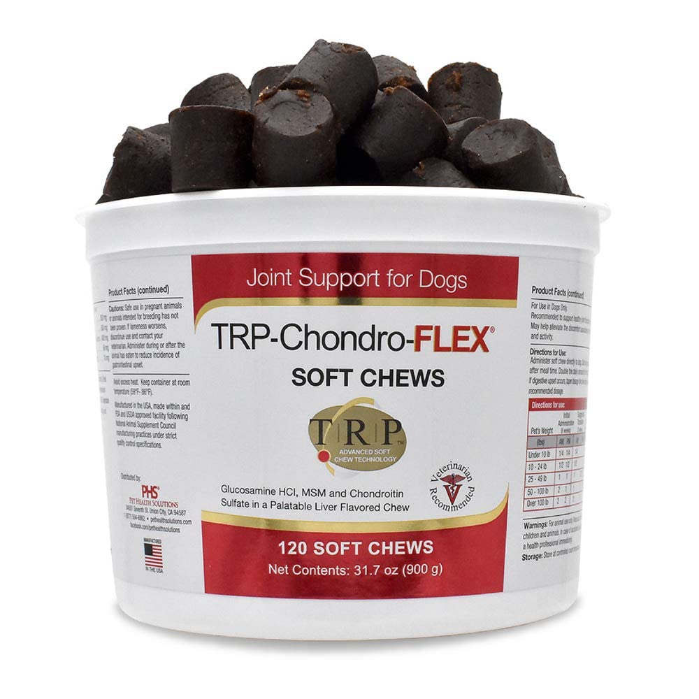 HealthyPets PHS TRP-Chondro-Flex Joint Support Supplement for Dogs - Glucosamine, MSM, Chondroitin - Hip and Joint Pain Relief and Support - Made in USA - 120 Soft Chews