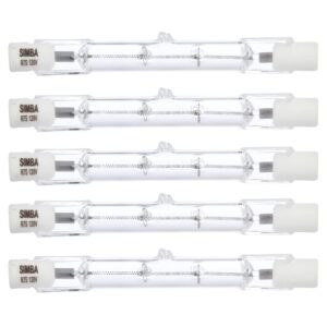 simba lighting halogen r7s 78mm t3 100w dimmable 800lm (5 pack) j type linear double ended floodlight bulb 360º beam angle 120v for work, security, landscape lights, floor lamps, warm white 2700k