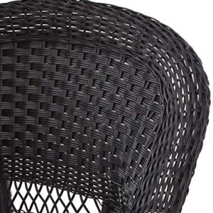 Jeco 3 Piece Rocker Wicker Chair Set, Black