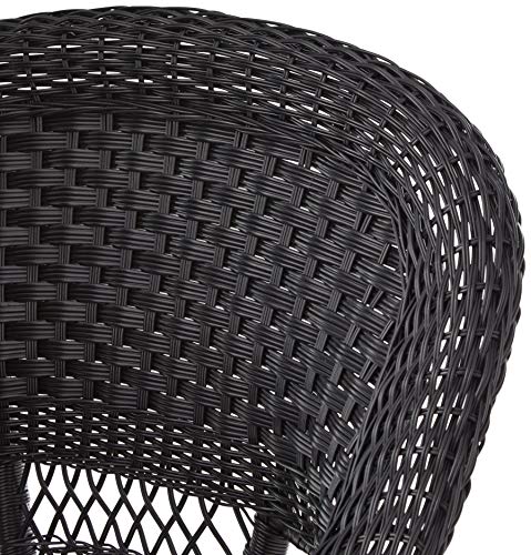 Jeco 3 Piece Rocker Wicker Chair Set, Black