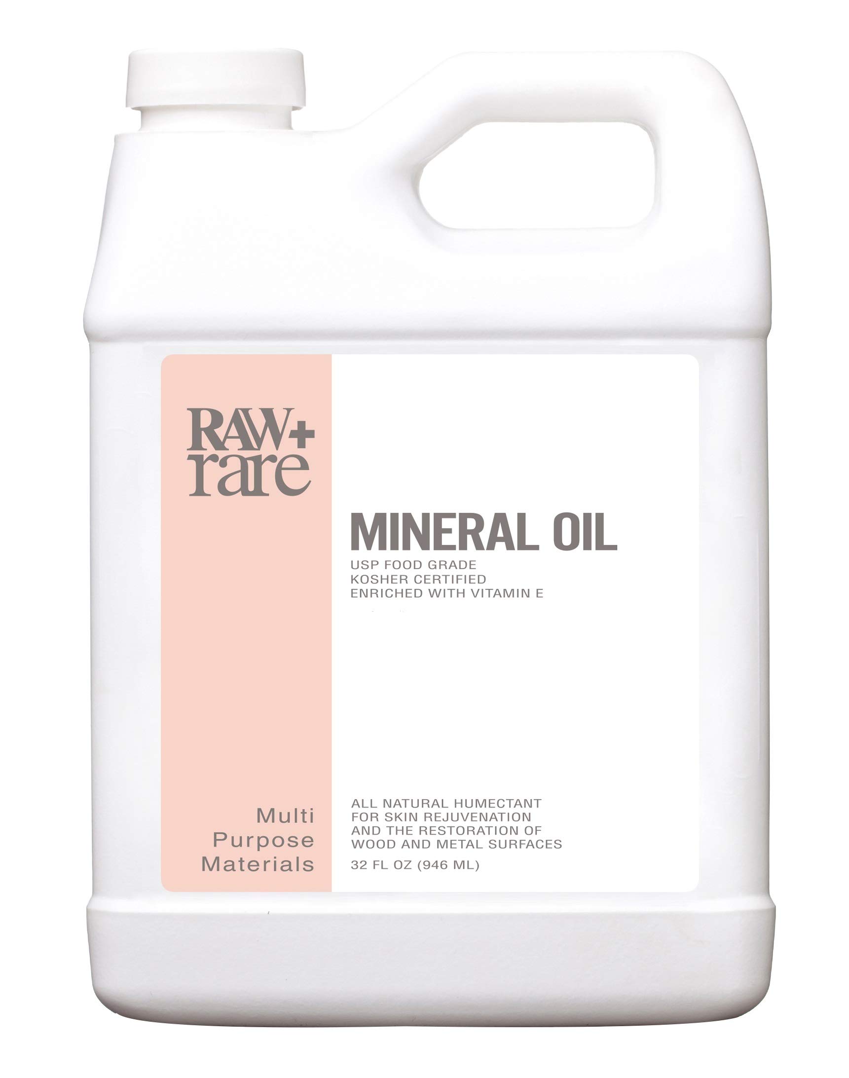 Raw Plus Rare Vegan Food Grade Mineral Oil, Safe for Wood Cutting Board, Butcher Block, Bamboo Cutting Board, and Knife Blade Oil, Cast Iron Tools Conditioner 32 oz