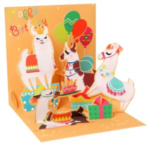 up with paper pop-up treasures greeting card - llama birthday