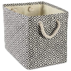 dii woven paper storage bin, geo diamond, black, medium rectangle