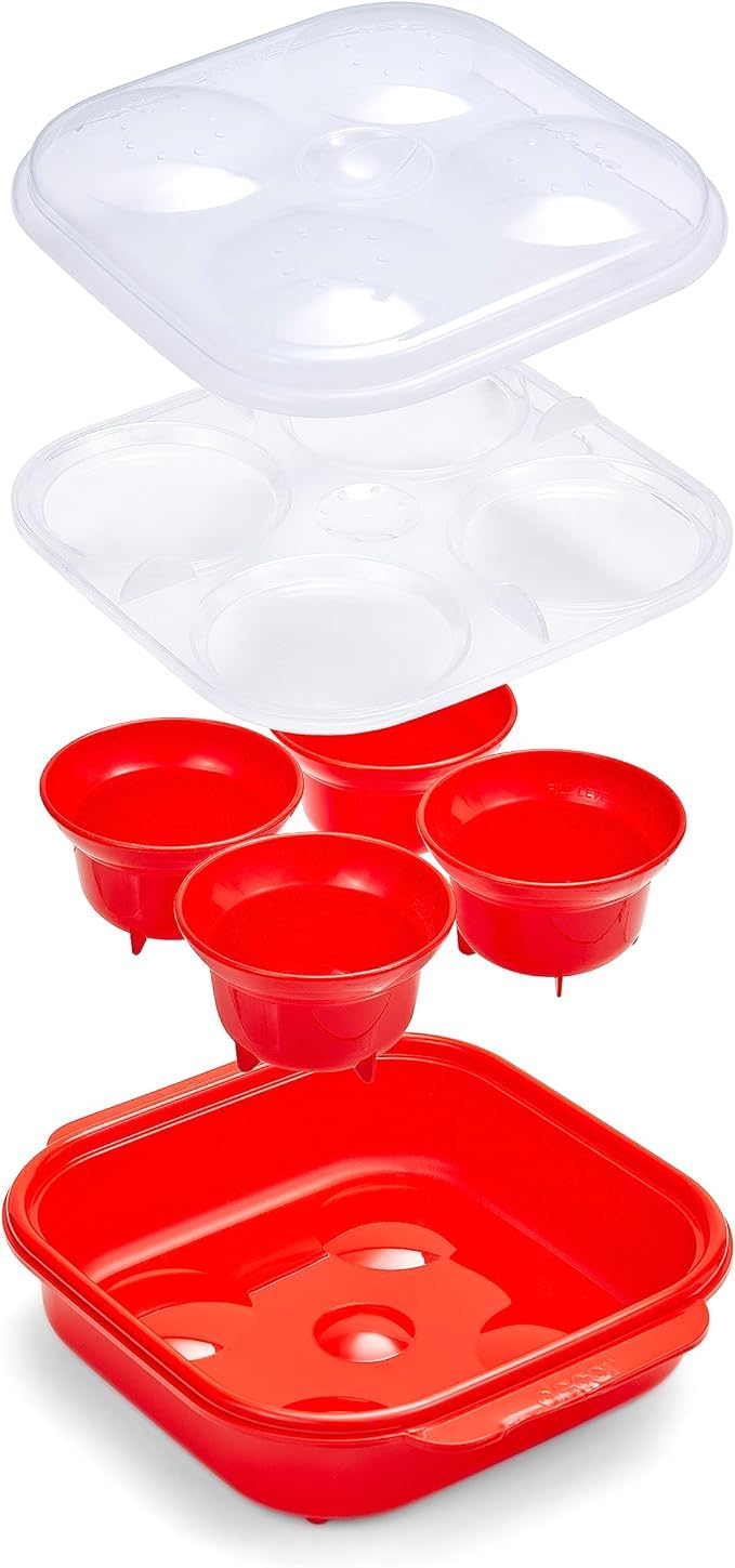 Decor Microsafe Egg Poacher One Size Red