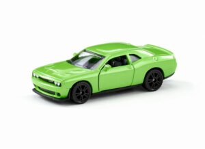 siku 1408, dodge challenger srt hellcat, metal/plastic, green, opening doors, toy car for children