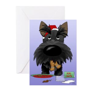 cafepress scottie santa's cookies greeting card (20-pack), note card with blank inside, birthday card glossy