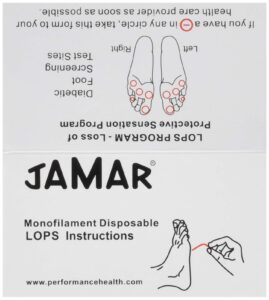 jamar disposable monofilaments, pack of 20 lops (loss of preventative sensation) 5.07 measuring tool for diabetic foot & neuropathy screening, monofilament set, includes instruction card