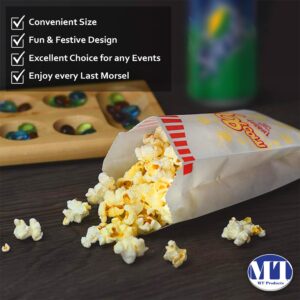 MT Products Small Popcorn Bags - 100 Pack Party Bags | Popcorn Boxes Hold 1 oz of Popcorn Each | Premium Carnival Party Supplies for To-Go Snacks and Treats | Measure 8 x 3.5 Inches