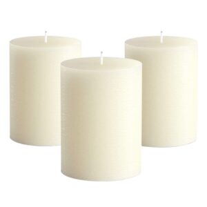 melt candle pillar candles, 3 pack - unscented candles for home, church, weddings, & more - 3" x 4", ivory