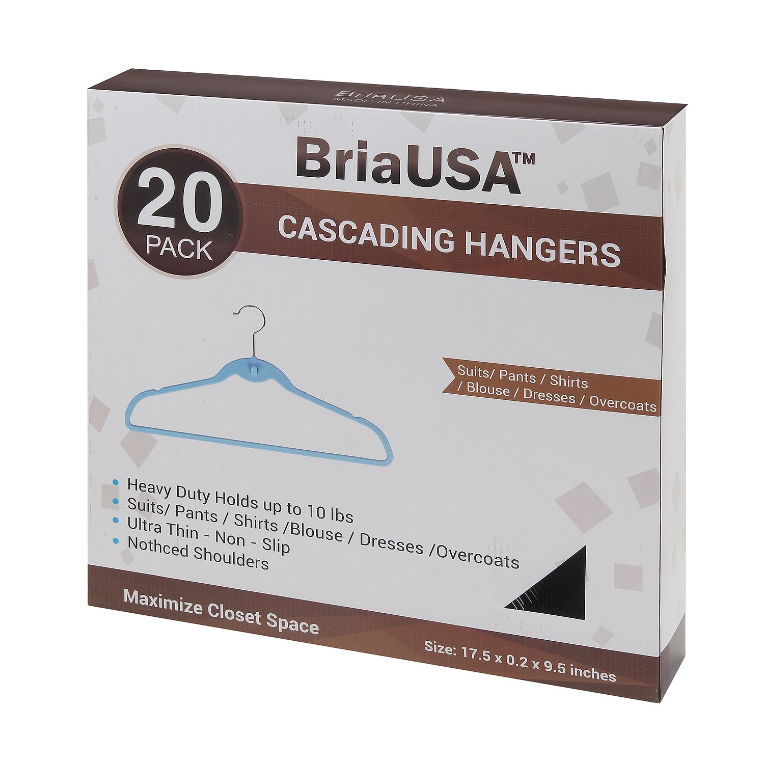 BriaUSA Cascade Hangers White Steel Swivel Hooks -Slim, Sturdy Saves You Extra Space - Box of 20