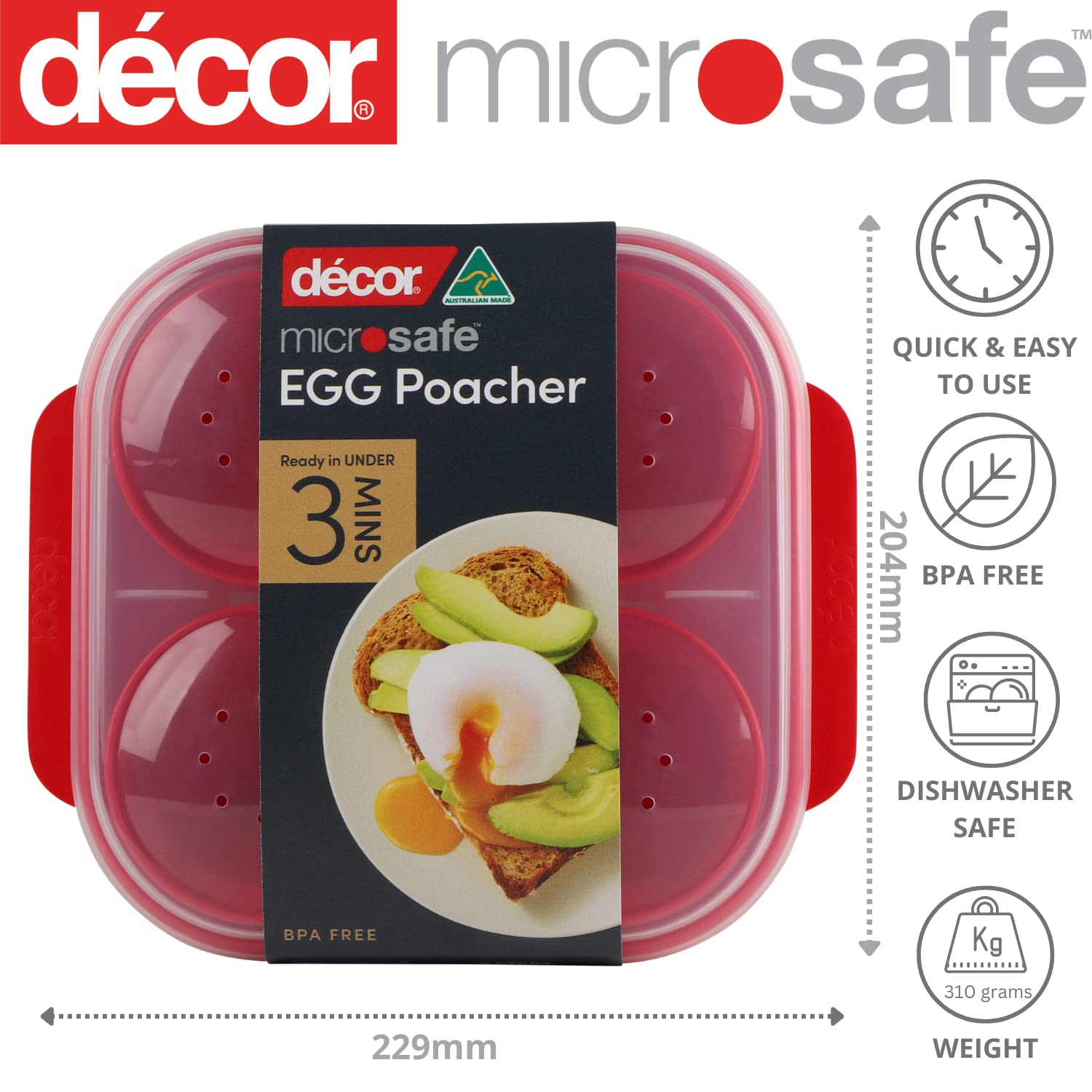 Decor Microsafe Egg Poacher One Size Red