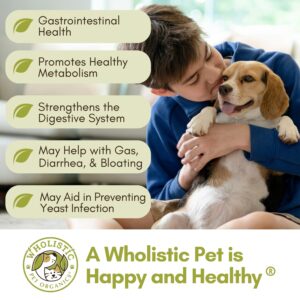 Wholistic Pet Organics: Organic Dog Probiotics and Digestive Enzymes Powder WholeBiotics Supplement, Dog Digestive Support, Improves Gut Health Good Bacteria for Dogs and Cats