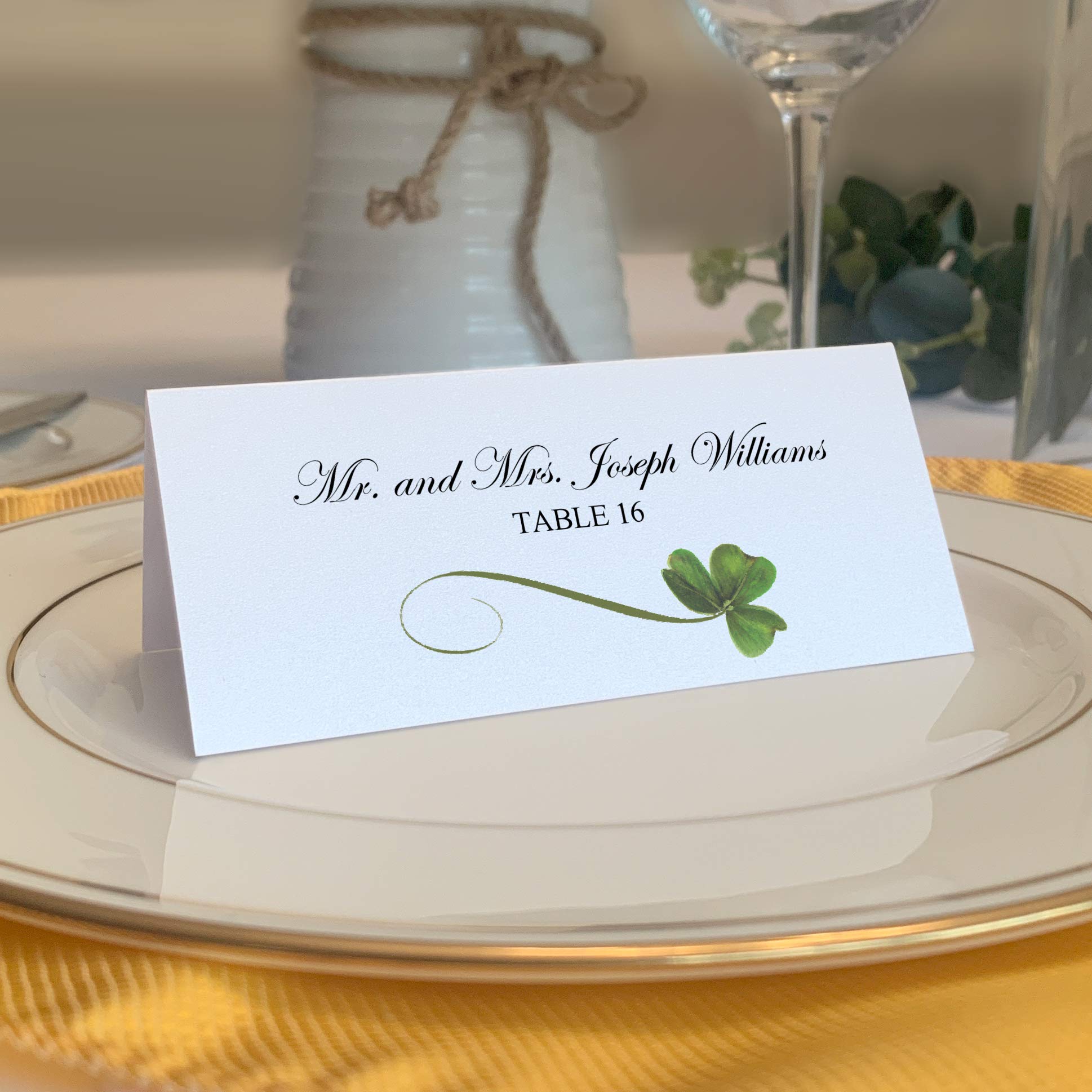 Shamrock Printable Place Cards, Set of 60 (10 Sheets), Laser & Inkjet Printers - Wedding, Party, Dinner, and Special Events - Made in the USA