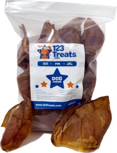 123 treats pig ears for dogs – 100% natural long lasting pork dog chews with delicious dog chew treat, ideal for all chewers, healthy large pig ears (one pack of 30)