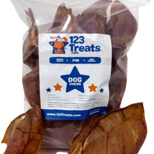 123 Treats Pig Ears for Dogs – 100% Natural Long Lasting Pork Dog Chews with Delicious Dog Chew Treat, Ideal for All Chewers, Healthy Large Pig Ears (One Pack of 30)