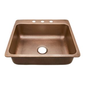 sinkology sk102-25ac sinkology rosa drop 25" 3-hole kitchen sink, antique copper